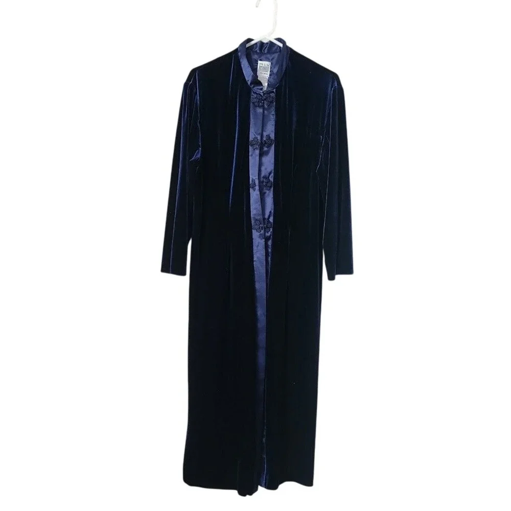 R&M Richards | Jackets & Coats | Rm Richards 9s Navy Velvet Duster Coat ...